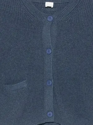 CT PLAGE Cotton Crewneck Cardigan - Blue