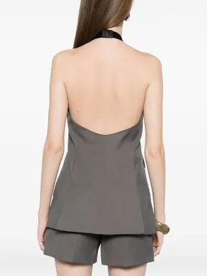 Max Mara Wool Halterneck Top - Grey