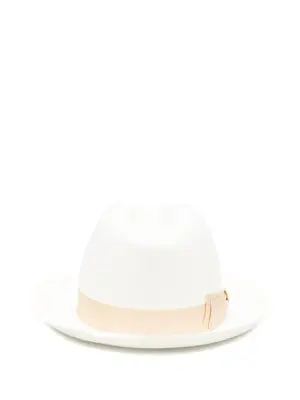 Borsalino Monica Straw Hat With Ribbon Detail - White