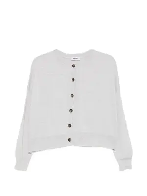BASE Linen And Cotton Blend Cardigan - Grey