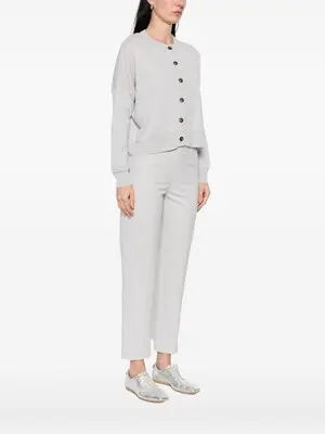 BASE Linen And Cotton Blend Cardigan - Grey