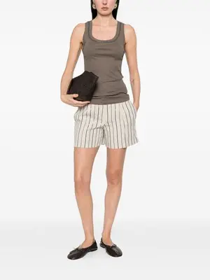 Brunello Cucinelli Striped Linen Shorts - Beige