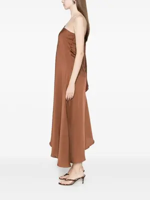 NOUVELLE SILK95FIVE Ritz Silk Asymmetric Dress - Brown
