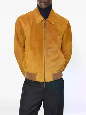 Burberry Suede Harrington Jacket With Equestrian Knight Design