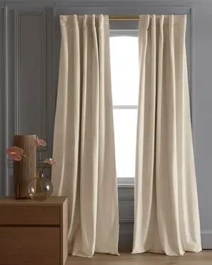Quince Luster Velvet True Blackout Curtain Single Panel - Champagne
