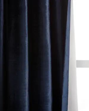 Quince Luster Velvet True Blackout Curtain Single Panel - Navy