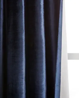 Quince Luster Velvet True Blackout Curtain Single Panel - Navy