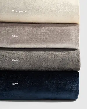 Quince Luster Velvet True Blackout Curtain Single Panel - Navy