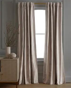 Quince Luster Velvet True Blackout Curtain Single Panel - Silver