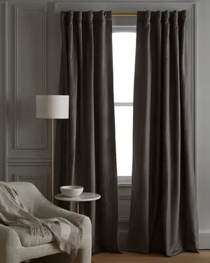 Quince Luster Velvet True Blackout Curtain Single Panel - Slate