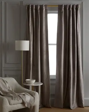 Quince Luster Velvet True Blackout Curtain Single Panel - Slate
