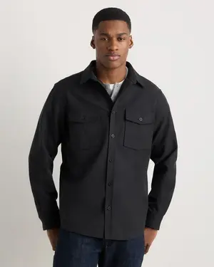 Quince Brushed Cotton Wool Utility Overshirt - True Black