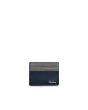 Prada Saffiano Leather Card Holder - Blue