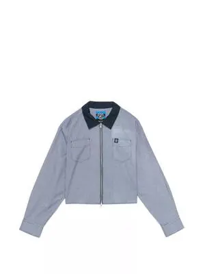 AGNES B. Zip-front Long Sleeve Shirt - Blue