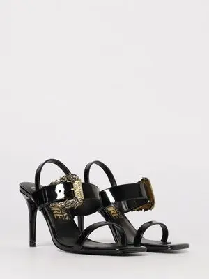 Versace Patent Leather Stiletto Sandals - Black