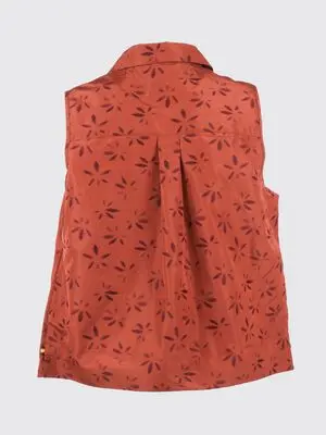 K-WAY Sleeveless Floral Print Blouse With Classic Collar - Brown