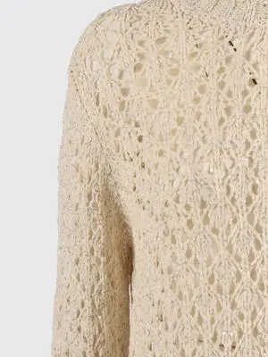 Fabiana Filippi Perforated Cotton Blend Crew Neck Sweater