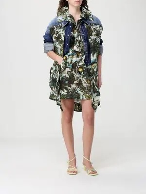 Dsquared2 Cotton Denim Shirt With Tropical Inserts