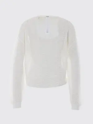 TWINSET Crew Neck Mesh Cotton Top With Embroidery - White