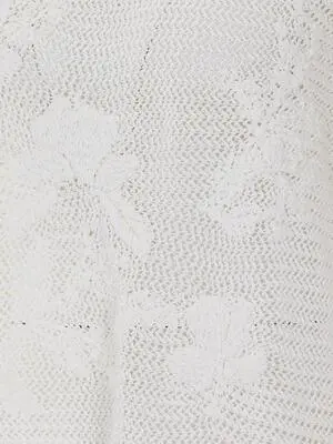 TWINSET Crew Neck Mesh Cotton Top With Embroidery - White