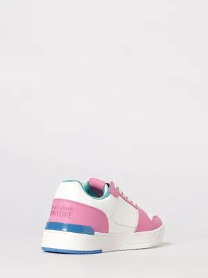 Versace Leather Sneakers With Printed Logo - White