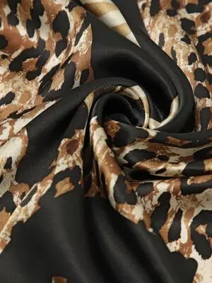 Just Cavalli Foliage Print Silk Scarf - Beige