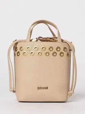 Just Cavalli Grained Faux Leather Bucket Bag With Metal Eyelets