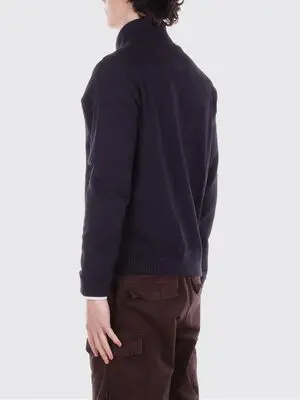 FAY Button-up Ribbed Collar Sweater - Blue