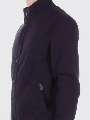 FAY Button-up Ribbed Collar Sweater - Blue