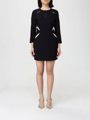 Elisabetta Franchi Mini Sheath Dress With Metallic Logo Detail - Black