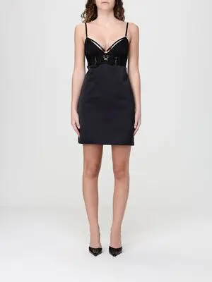 Elisabetta Franchi Mini Dress With V-neck And Straps - Black