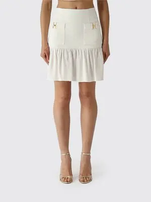 Elisabetta Franchi Linen Blend Mini Skirt - Ivory