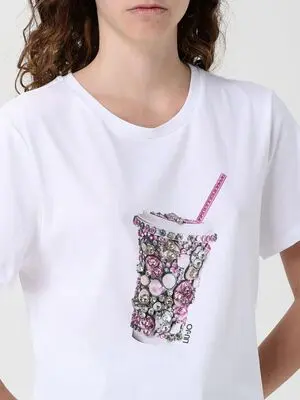 Liu Jo Embellished Cotton T-shirt With Rhinestones - White