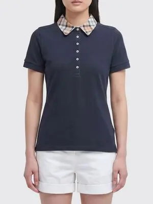 Barbour Cotton Polo Shirt With Check Collar - Blue