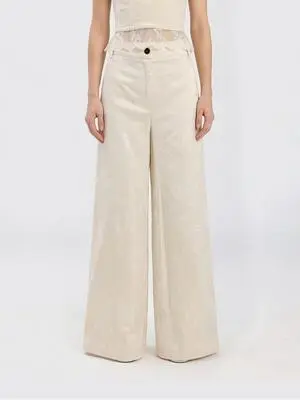 Pinko Lace Wide Leg Trousers - Beige
