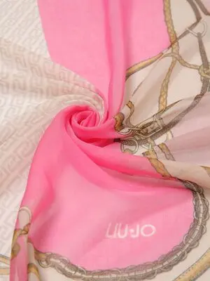 Liu Jo Polyester Scarf With All-over Lj Monogram - Pink