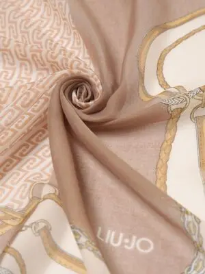 Liu Jo Polyester Scarf With All-over Lj Monogram - White
