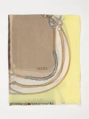 Liu Jo Polyester Scarf With All-over Lj Monogram Yellow