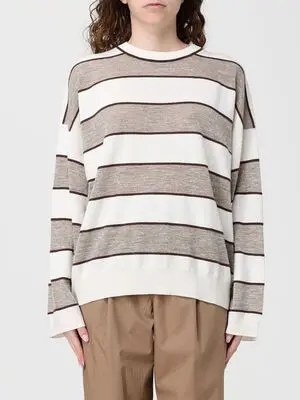 Brunello Cucinelli Striped Virgin Wool And Cashmere Sweater - Brown