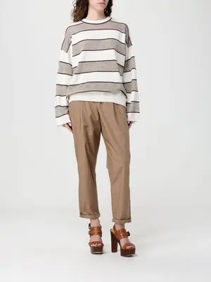 Brunello Cucinelli Striped Virgin Wool And Cashmere Sweater - Brown
