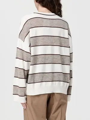 Brunello Cucinelli Striped Virgin Wool And Cashmere Sweater - Brown