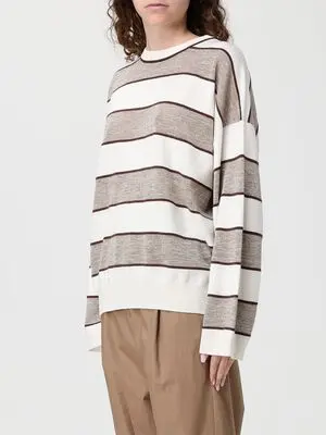 Brunello Cucinelli Striped Virgin Wool And Cashmere Sweater - Brown