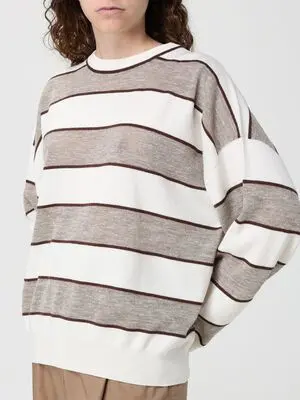 Brunello Cucinelli Striped Virgin Wool And Cashmere Sweater - Brown