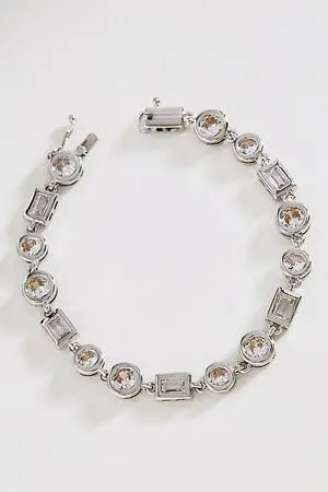 Anthropologie Chunky Geometric Tennis Bracelet - Silver