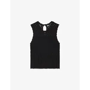 The Kooples Sleeveless V-neck Knitted Top - Black