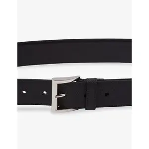 Prada Leather Belt With Silver-tone Hardware