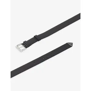 Prada Leather Belt With Silver-tone Hardware