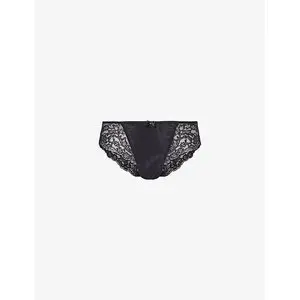 Panache Ana Brazilian Mid-rise Stretch-lace Briefs - Black