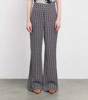 Sandro Floral Printed Flared Trousers - Blue