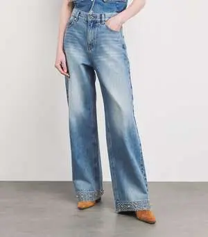 Sandro Embellished Straight-leg Jeans